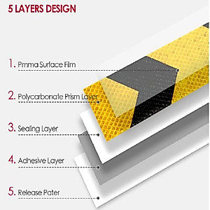 BUYMALLY 82Feet X 2in Reflective Caution Floor Tape Outdoor Waterproof Yellow & Black Arrow Tape Trailer Accessories Fluorescent High Visibility Sticker, for Car, Truck, Vehicles, Boats, Signs