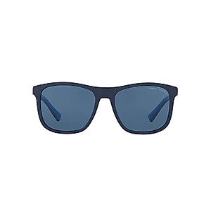 A|X ARMANI EXCHANGE Men's AX4049SF Low Bridge Fit Square Sunglasses, Matte Blue/Blue, 57 mm