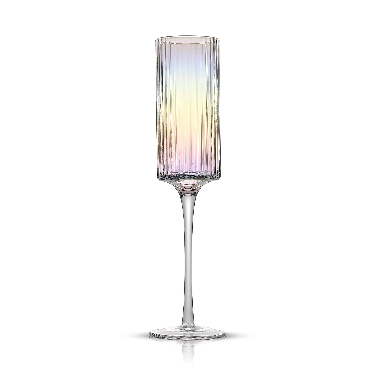 Fluted Iridescent Champagne Flutes – Christian Siriano Chroma 6oz Champagne Glasses Set Of 2. Unique Champagne Flute, Mimosa Glasses, Cocktail Glasses or Wedding Champagne Flutes.