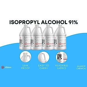 Isopropyl Alcohol 91% USP Grade - 1 Gallon (4 Quarts) - Medical Grade Rubbing Alcohol - Alliance Chemical