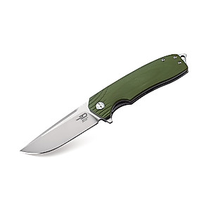 Bestech Knife BG01B Folder 3.5 in Plain Edge Blade G10 Handle Hunting-Folding-Knives, Green