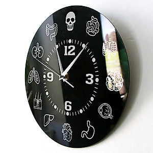 The Geeky Days Human Body Internal Organs Anatomy Wall Clock Anatomical Medical Wall Art Silent Sweep Wall Watch Doctors Biology Student Gift
