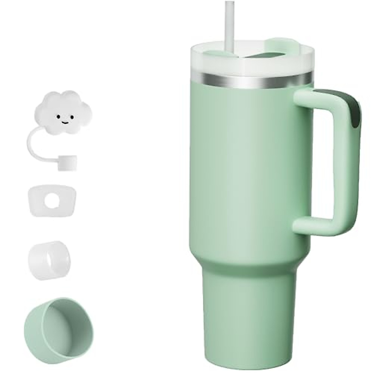 LorinShine 40 OZ Stainless Steel Tumbler with Lid and Straw, Insulated Cup with Handle, Leak Proof Tumbler, Large Water Iced Tea Coffee Bottle for Gift/Travel/Sport/Home