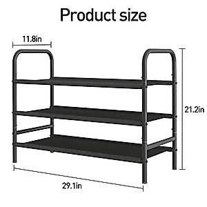 Huhote Shoe Rack 3 Tiers Freestanding Shoe Storage Shelf, Modern Shoe Organizer Multi-Purpose Use with Washable Polyester Fabric Storage Rack for Closet, Entryway, Hallway, Bedroom, Living Room