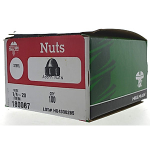 Hillman 180087 Nickel Acorn Nuts, 1/4"x 20", 100 Piece