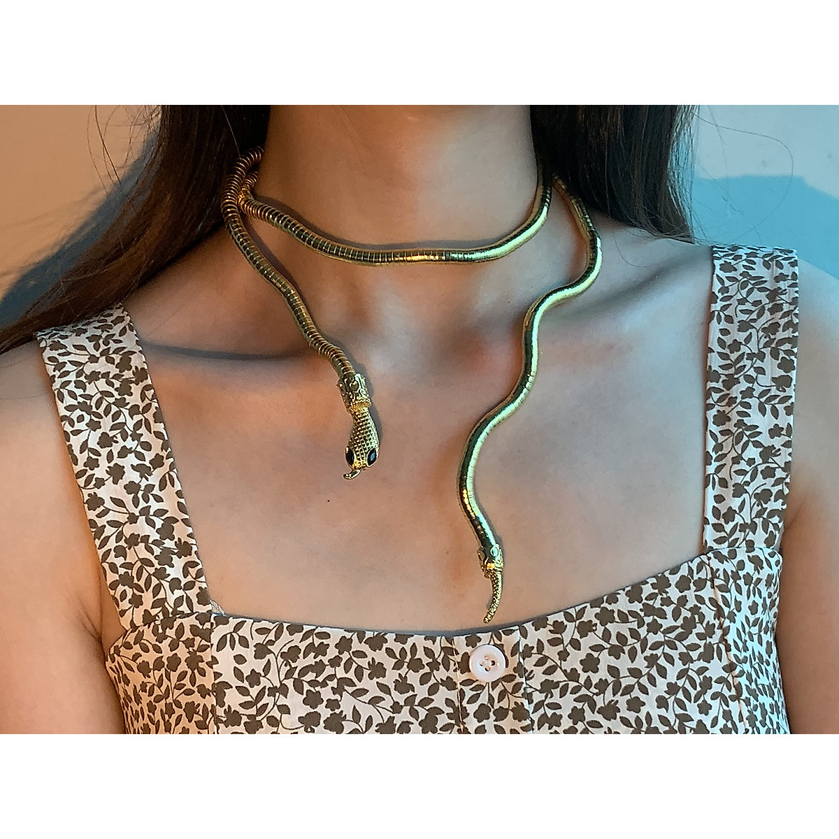 LAKIYOYO Bendable Snake Bracelet for Women Adjustable Punk Snake Choker - Flexible Multi-Purpose Medusa Necklace Hollween Jewelry（gold）