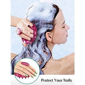 HEETA 2 Pack Hair Scalp Massager Shampoo Brush for Hair Growth, Hair Scalp Scrubber with Soft Silicone, Wet and Dry Hair Detangler (Red & Black)