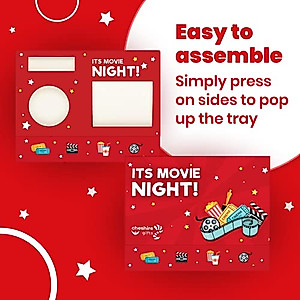 Movie Night Supplies 18 Pcs - Popcorn Buckets (12ct) & Movie Night Snack Trays (6ct) - Movie Theater Decor & Popcorn Bowls For Family Movie Night, Popcorn Bags Individual Servings & Movie Snack Trays