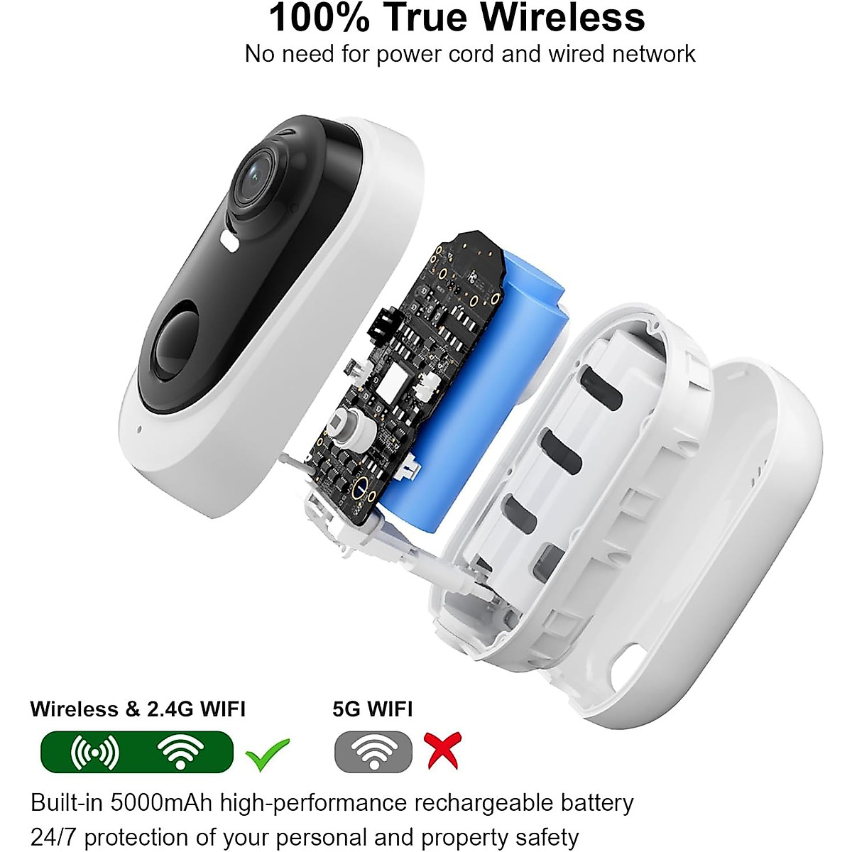 Heyall Cameras for Home Security: Battery Powered Outdoor Camera Wireless WiFi Home Surveillance with Spotlight & Siren Alarm 1080P Color Night Vision AI Motion Detection Sensor 2-Way Talk Cloud/SD