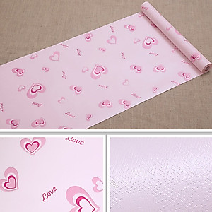 HOYOYO Self-Adhesive Shelf Liners Paper, Removable Self Adhesive Shelf Liner Dresser Drawer Wall Stickers Home Decoration, Pink Heart 17.8 x 78 Inches