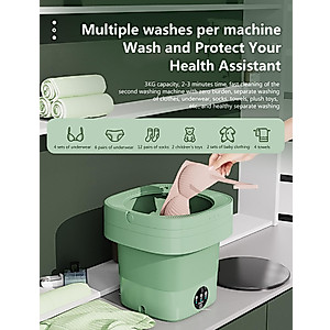 Portable Mini Washing Machine, Mini Washer 6L High Capacity with 3 Modes Deep Cleaning for Underwear, Baby Clothes, or Small Items, Foldable Washing Machine with Spin Dryer-Apartment, Dorm, Camping, RV Travel laundry