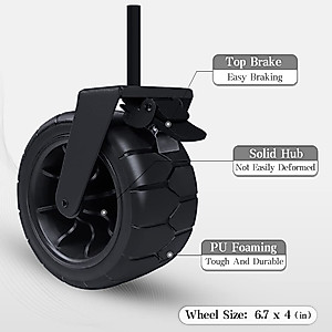 Whitsunday Heavy Duty Collapsible Wagon Cart, 380lb Load-Bearing Utility Wagon Cart with Big All Terrain Wheels, Folding Outdoor Wagon with Side Pocket for Beach, Camping, Outdoor Beige