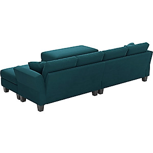 Belffin Convertible L Shaped Couch with Reversible Large Ottoman L Shape Sofa Storage Chaise Sectional Sofa Living Room Furniture Peacock Blue