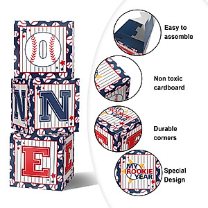 Baseball 1st Birthday Balloon Boxes Decorations, 3pcs One BABY Baseball Theme Balloon Boxes for Baby First Birthday Party Decorations Supplies