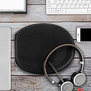 Geekria Shield Headphones Case Compatible with Jabra Evolve 65, 65UC, 40, 40 UC, 20 UC Case, Replacement Hard Shell Travel Carrying Bag (Black)