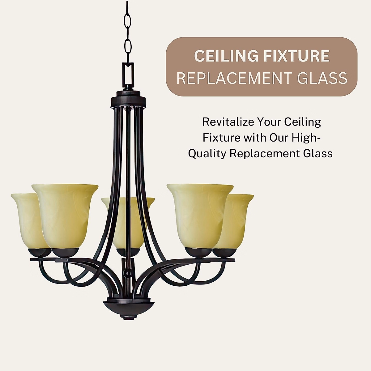 LIGHTACCENTS Alabaster Glass Pendant Light Shade - Farmhouse Style Chandelier Shades, 6"x6", Socket Nut Compatible - Upgrade Pendants, Wall Vanities, Lamps - Pendant Lamp Shade Replacement