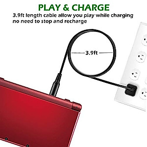 2 Pcs 3.9ft USB Charger Cable Compatible with Nintendo 3DS/ 2DS, Play and Charge Charging Cord Compatible with Nintendo New 3DS XL/ New 3DS/ New 2DS XL/ New 2DS/ 2DS XL/ 2DS/ DSi/ DSi XL with 2 Stylus