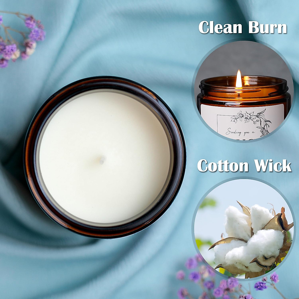 Sympathy Gifts for Loss of Loved One, Sympathy Gift Baskets, Thinking of You Gifts for Women, Bereavement Gift Ideas - Sending You a Hug Candle - Sympathy Cards Candle Condolence Get Well Soon