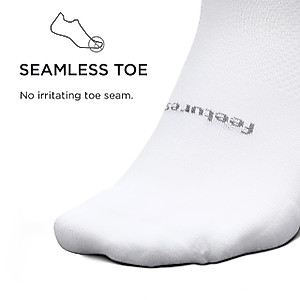 Feetures Unisex High Performance Cushion Crew Sock (Large, White)