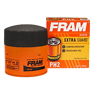FRAM Extra Guard PH2, 10K Mile Change Automotive Replacement Interval Spin-On Engine Oil Filter for Select Vehicle Models