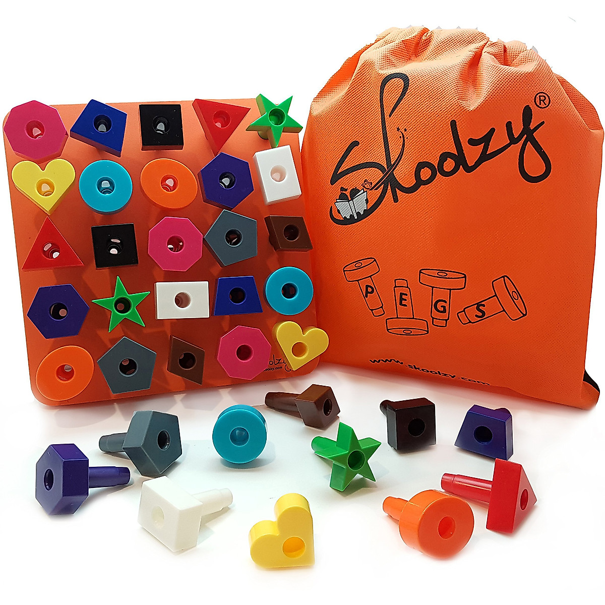 Skoolzy Peg Board Toddler Stacking Toys - Wiggly Fidget Toys