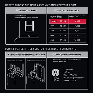 LG 6,000 BTU (DOE) / 8,000 BTU (ASHRAE) Portable Air Conditioner, Cools 250 Sq.Ft. (10' x 25' room size), Quiet Operation, LCD Remote, Window Installation Kit Included, 115V