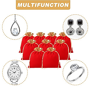 Frienda 30 Pcs Velvet Drawstrings Gift Bags 6 x 5 Inch Jewelry Pouches Drawstring Candy Bags Bolsitas para Recuerdos Velvet Party Favors Present Bag for Christmas Xmas Holiday(Red)