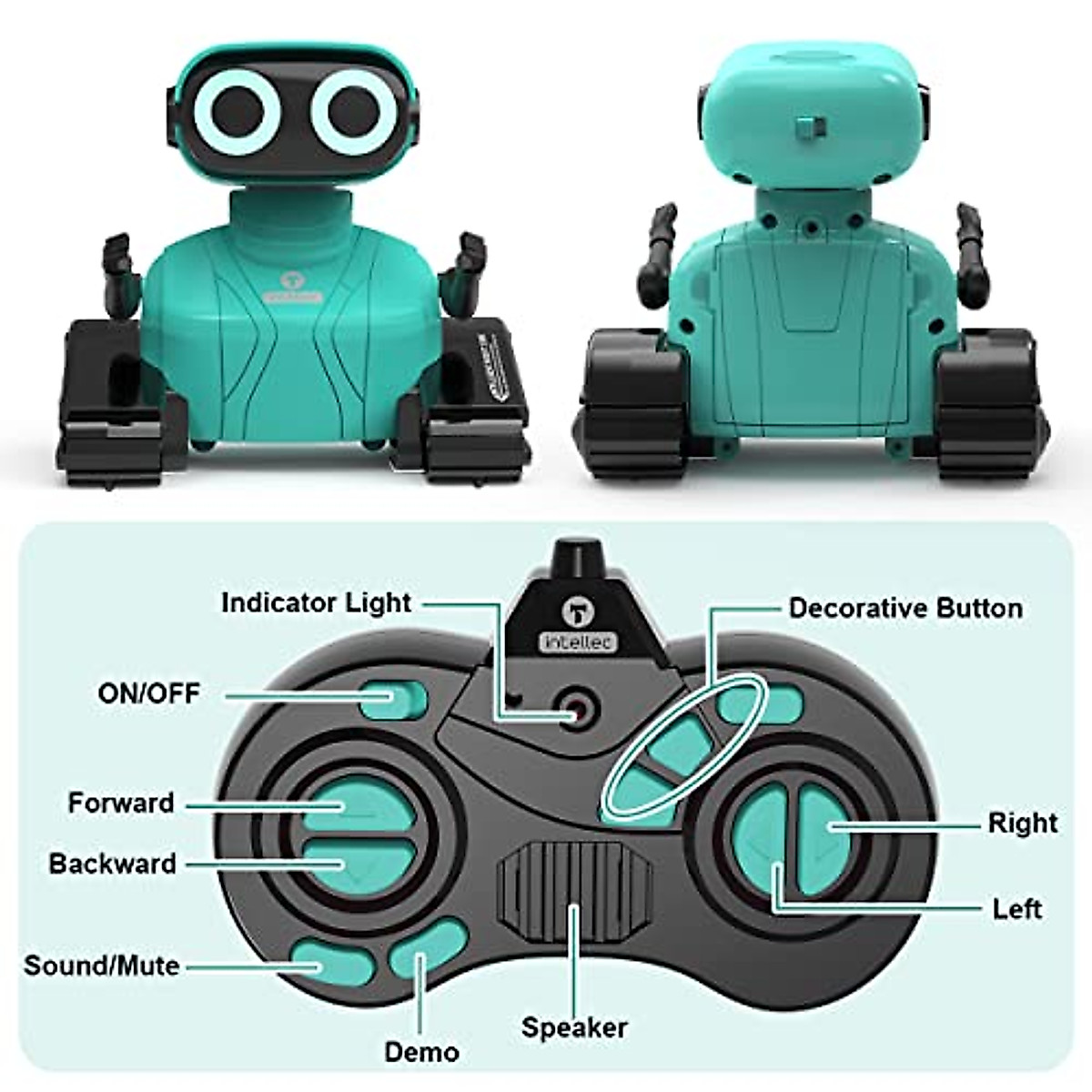 GILOBABY Robot Toys, Remote Control Robot Toy, RC Robots for Kids with LED Eyes, Flexible Head & Arms, Dance Moves and Music, Birthday Gifts for Boys Ages 3+ Years (Blue)