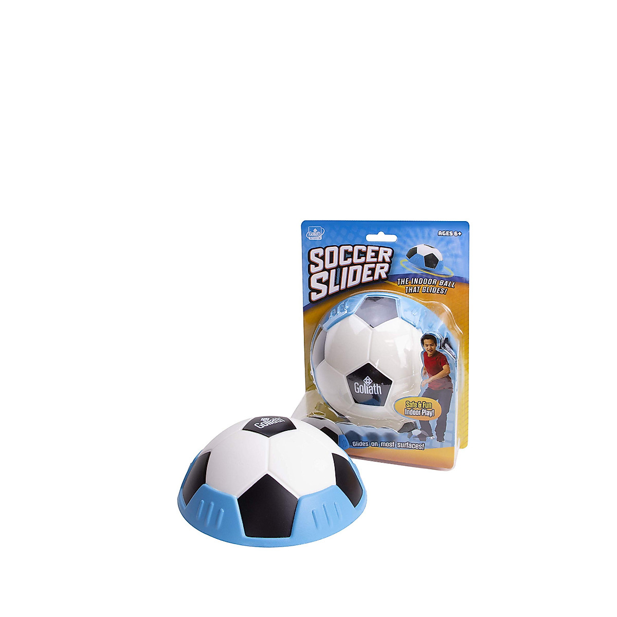 Goliath Sports Soccer Slider Soft Soccer Ball Shaped Foam Slider Effortlessly Glides Over Smooth Surfaces - for Indoor Game Play, Blue