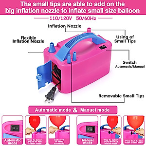 Balloon Pump,Electric Balloon Inflator 120 PCS Balloon Pump Electric 110V 600W Electric Balloon Air Pump with 12ft Balloon Arch Kit,2 Balloon Stands,60 PCS Balloons Birthday Party Decoration Wedding