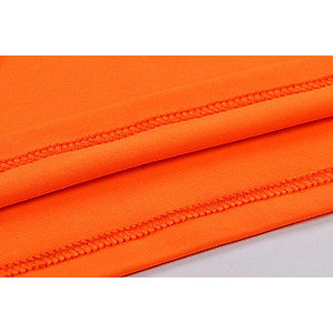 Red Plume Men's Cool Dry Fit Long Sleeve Compression Shirts, Active Sports Athletic Workout Shirt, Sports Base Layer T-Shirt (ORANGE, Medium)