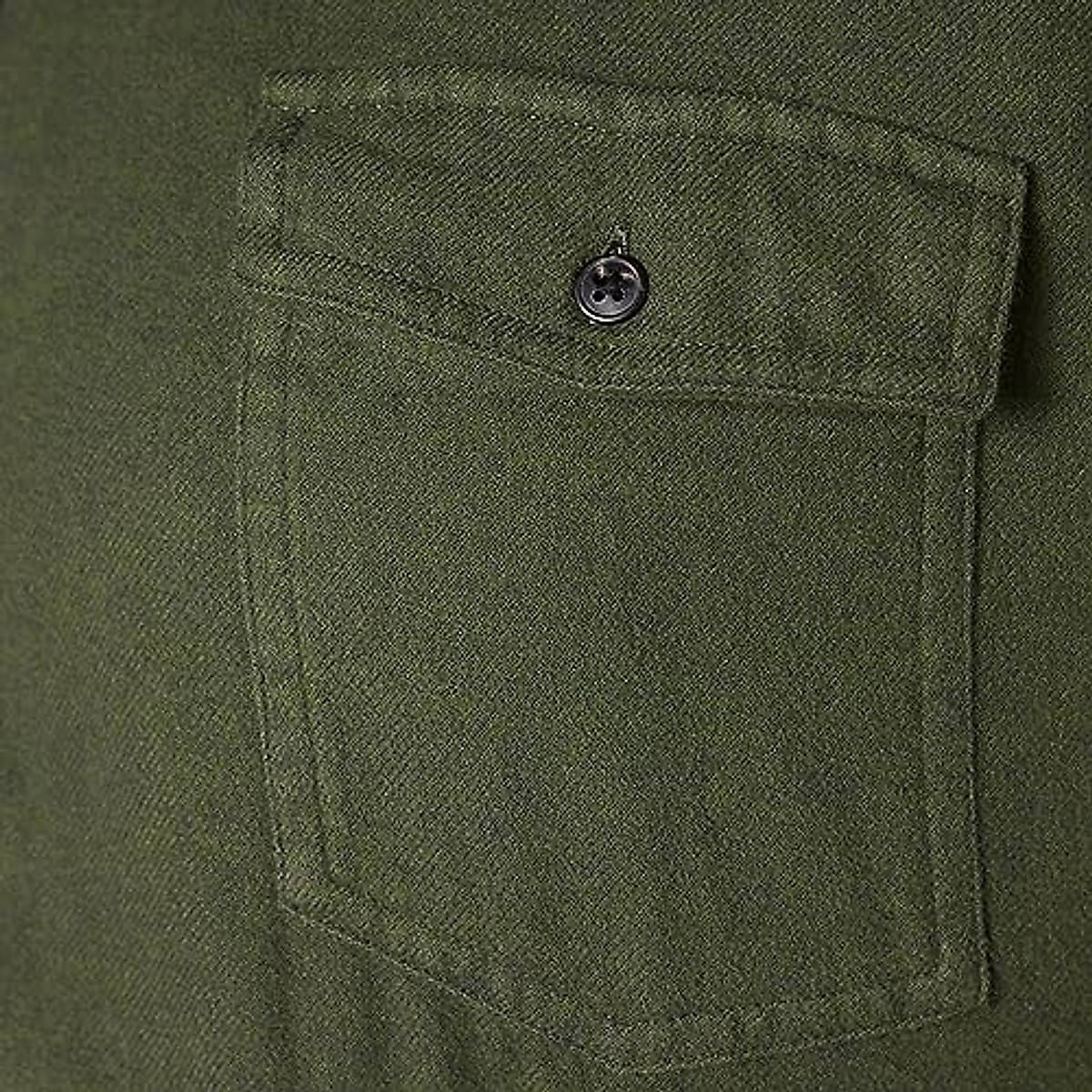 Amazon Essentials Men's Regular-Fit Long-Sleeve Two-Pocket Flannel Shirt, Olive Heather, Large