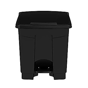 Safco Products Plastic Step-On Trash Can for Hands-Free Disposal, Great for Home/Commercial Use, 8 Gallon, Black (9924BL)