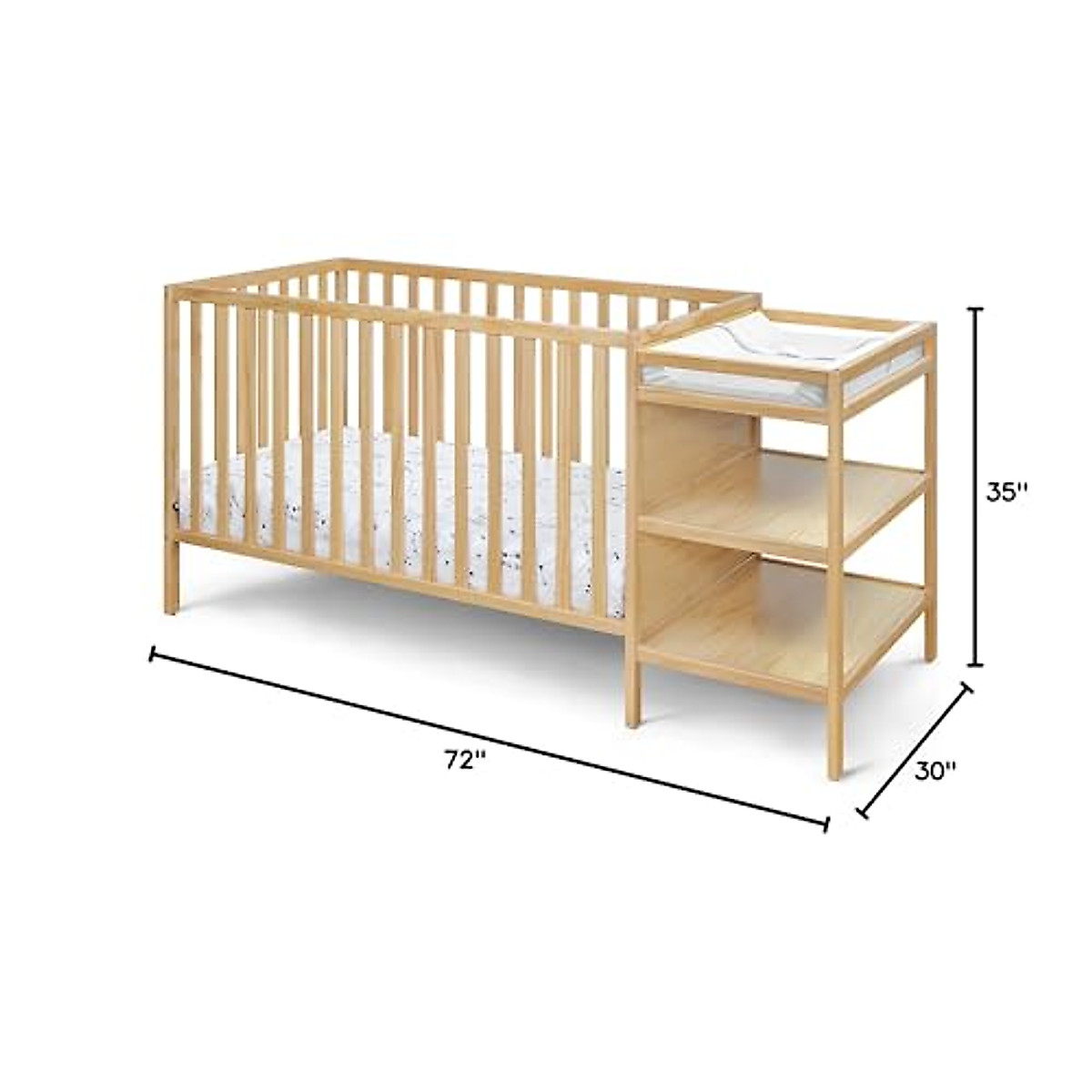Suite Bebe Palmer Island 3-in-1 Convertible Crib and Changer Combo in Natural