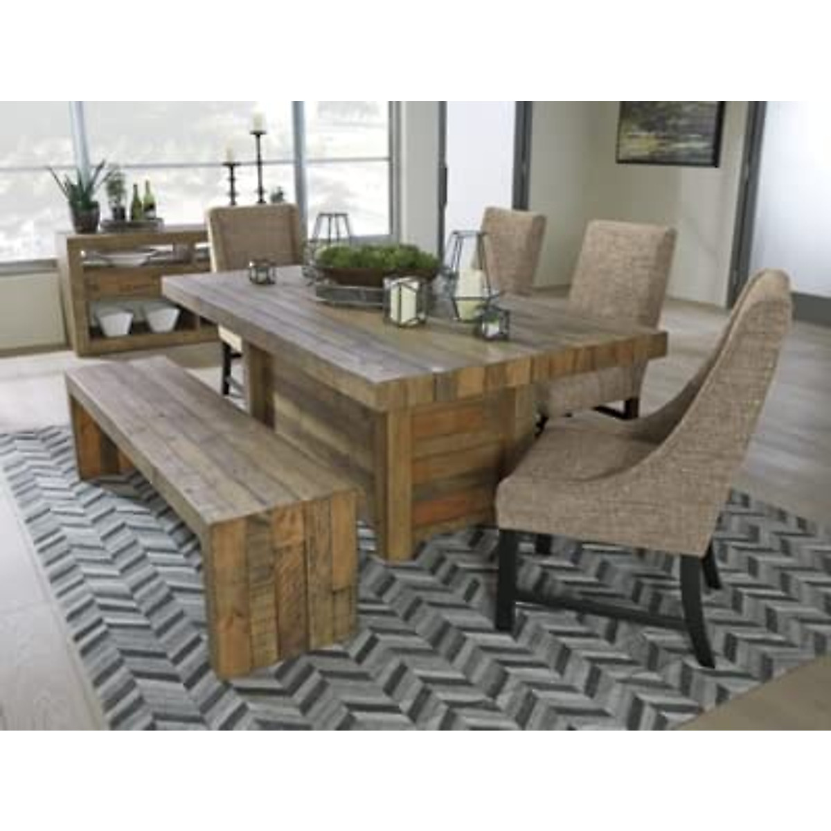 Signature Design by Ashley Sommerford Modern Farmhouse Upholstered 2 Piece Dining Chair Set, Brown