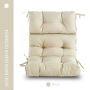 YOOZEKU Outdoor/Indoor High Back Chair Cushion,Waterproof All-Weather Stuffed High Rebound Foam Adirondack Chair Cushion,Seat/Back Chair Cushion for Outdoor Furniture,Beige
