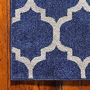 Unique Loom Trellis Collection Modern Morroccan Inspired with Lattice Design Area Rug, Runner 2' 0" x 6' 1", Dark Blue/Navy Blue