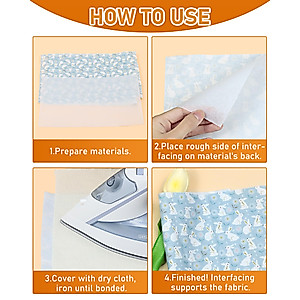 PLANTIONAL Medium Weight White Iron-On Non-Woven Fusible Interfacing: 11.6" x 30yd Medium Weight Non-Woven Interfacing Iron On Polyester Single-Sided Interfacing for DIY Crafts Supplies