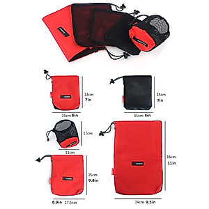 Vikodah Drawstring Bags, Nylon Cinch and Ditty Stuff Pouch,Mesh-Stuff-Sack for Camping Travel Gym Sports Storage 5-in-2