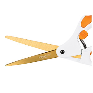 Fiskars Fabric, Easy Action 8 Inch Titanium Scissors, Orange/White