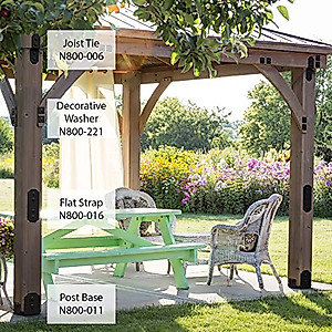National Hardware N800-221 Decorative Washer Outdoor Reinforcement Hardware Accents Brackets and Bracers for Pergolas Gazebos and Raised Garden Beds, 3" with 9/16" Hole, Indio Collection, Black, 40