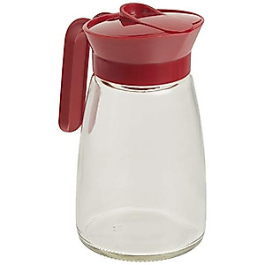 GoodCook 12 oz. Glass Syrup Dispenser with Lid, Clear/Red