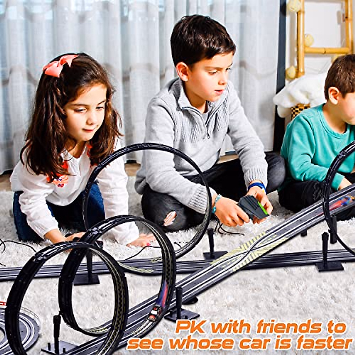 High-Speed Slot Car Race Track Playset, Deluxe Size Car Racing Games for Kids Electric Powered Super Loop Speedway with Two Cars for Dual Racing, Kids Toys for 6 7 8 9 10-16 Years Old Boys Gifts