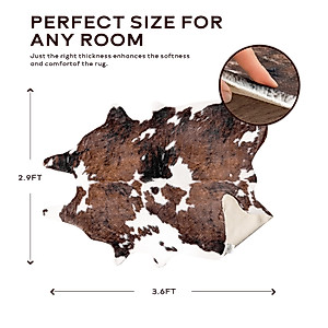 Ashler Faux Cowhide Rug, Cow Print Area Rug, Light Brown Cute Cow Animal Mat, Non-Slip Backing, Machine Washable, Cowhide Rugs for Room Decor, Living Room and Bedroom, 2.9 x 3.6Ft