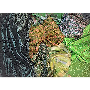 40 Qty 10"X10" Lot 100% Pure Silk Print Vintage Sari Fabric Remnants, Scrap Bundle, Precut Fabric Squares for Craft Patchwork (Green-Aqua-Teal Shades)