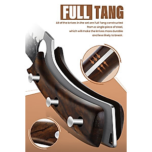 Purple Dragon 9 pcs Chef Knife Set, High Carbon Steel Hand Forged Meat Boning Carving Cleaver Butcher Knife with Accessories for Kitchen, BBQ Camping Knives Set with Roll Bag