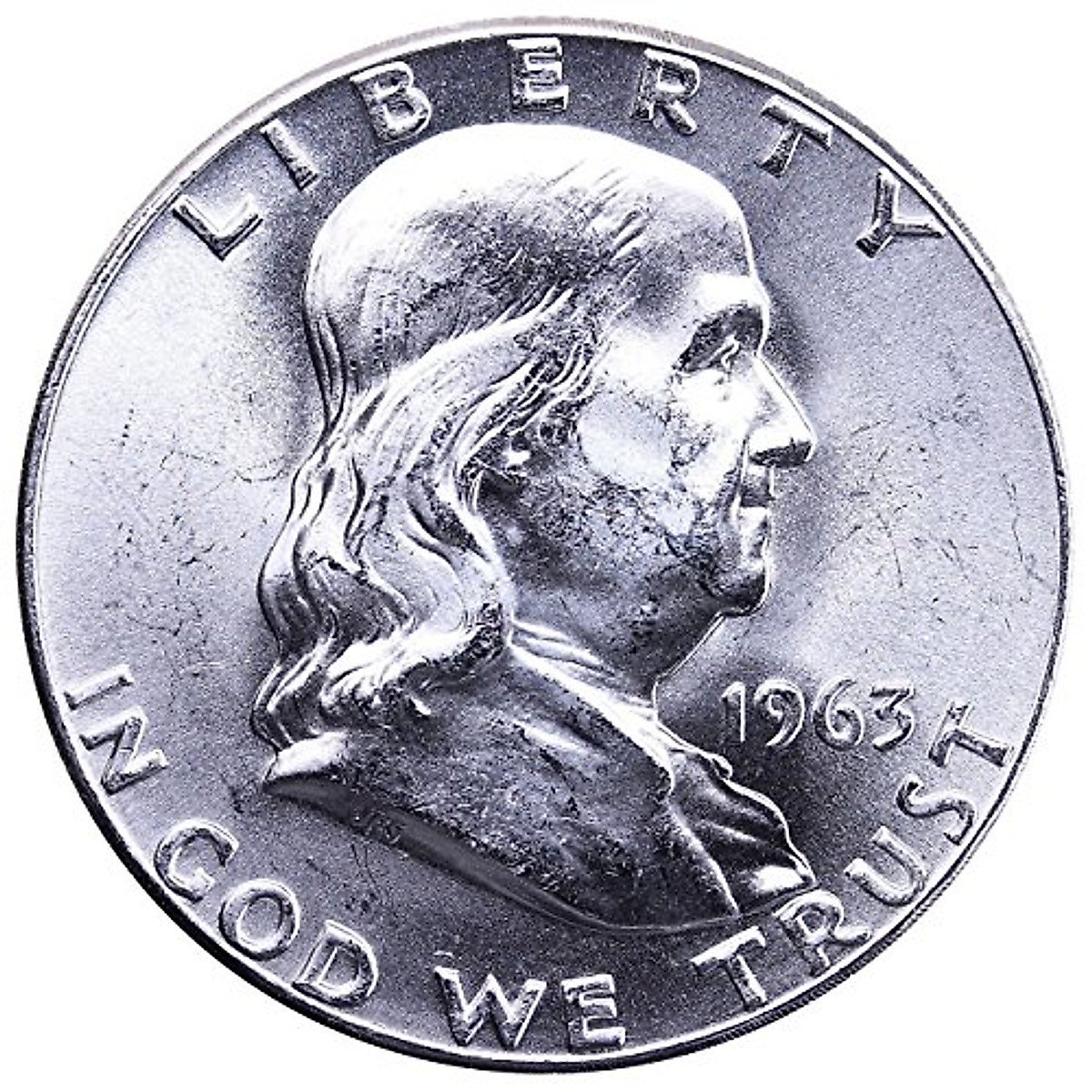 1963 No Mint Mark Beautiful Brilliant Uncirculated Franklin Half 90% Silver Coin 1/2 Seller BU