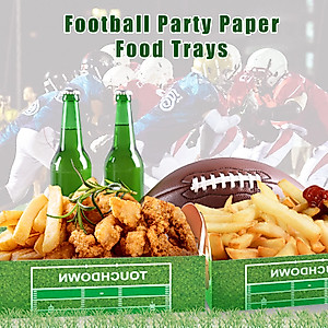 50 Pack Football Party Paper Food Trays, Football Party Disposable Food Serving Paper, Football Party Food Boats Hot Dog Trays Movie Snack Trays, Football