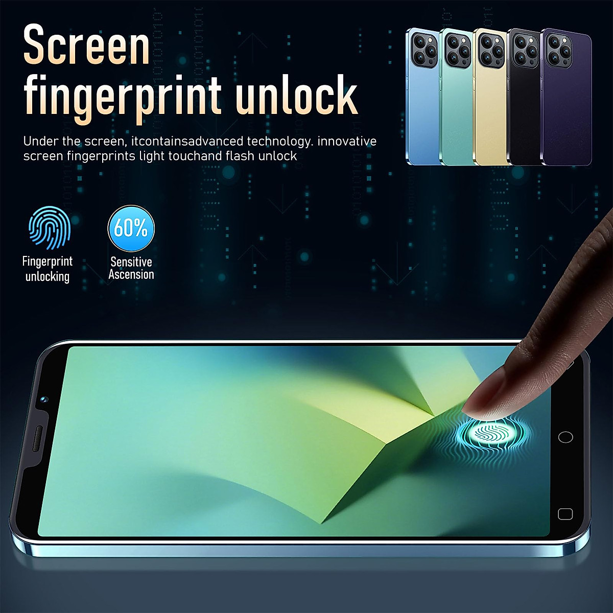 ANGGREK 14 Pro Max Smartphone 5.0 Inch 3G Network 4GB RAM 32GB for Android 10 Mobile Phone 100‑240V Blue (US Plug)