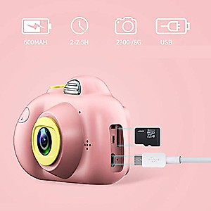 LKYBOA Kids Toys Camera Girls Boys Compact Cameras for Children Best Gift for 5-10 Year Old Boy Girl 8MP HD Video Camera Creative Gifts (Color : Pink)